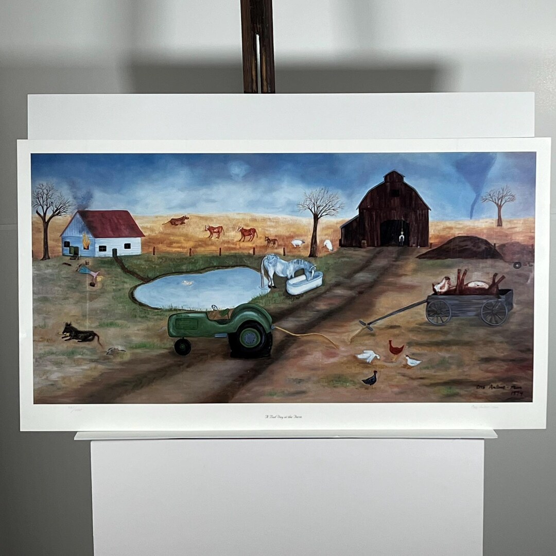 Cris Antone-mann "a Bad Day at the Farm" Limited Edition Print, Animal ...