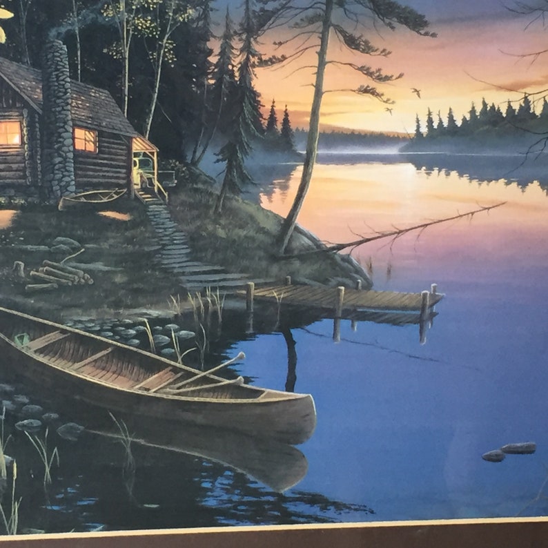 Ervin Molnar Canoe at the Cabin Print landscape, Water, Scenic, Sunset ...