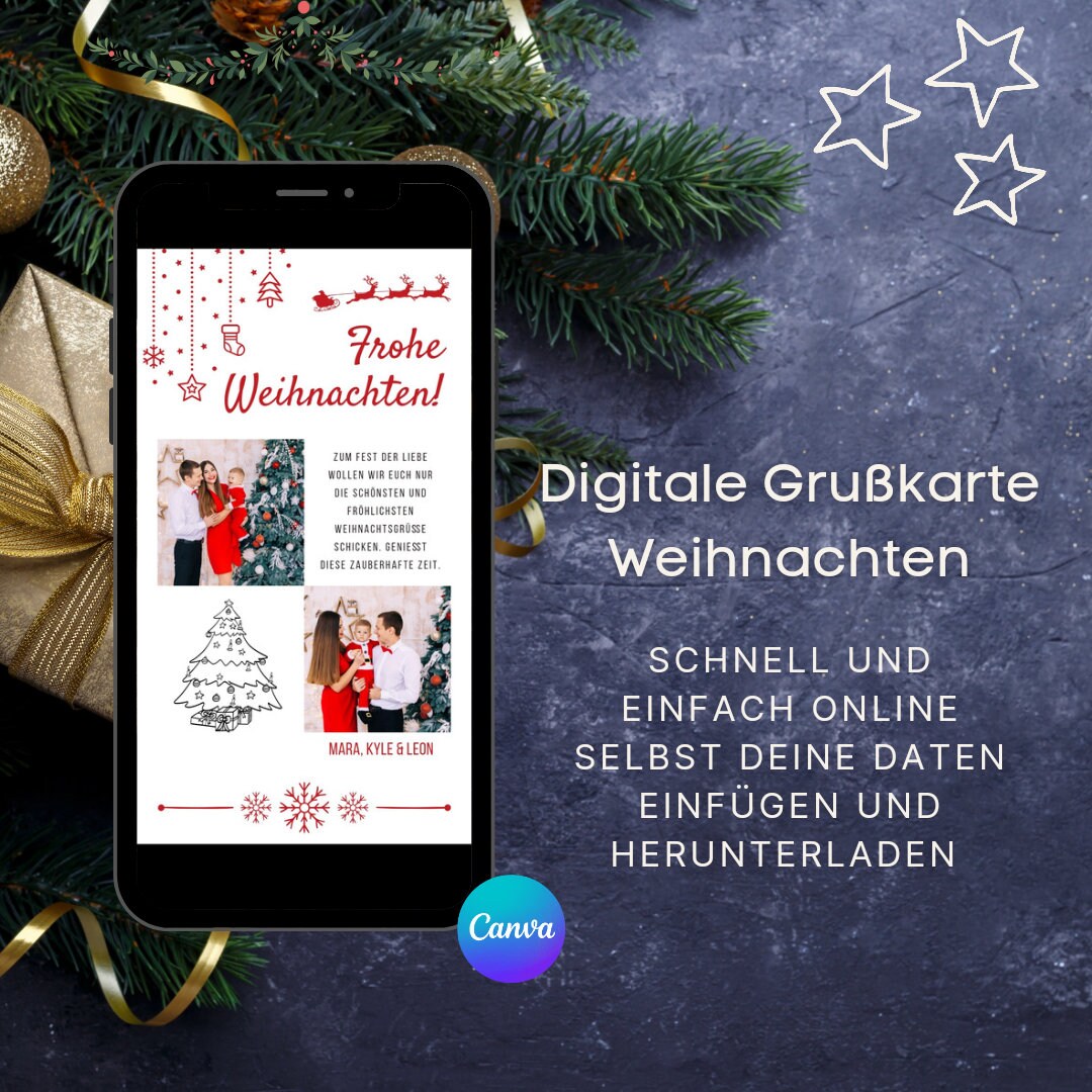 Digital Christmas Card Wood | Christmas Personalized | Christmas Card ...