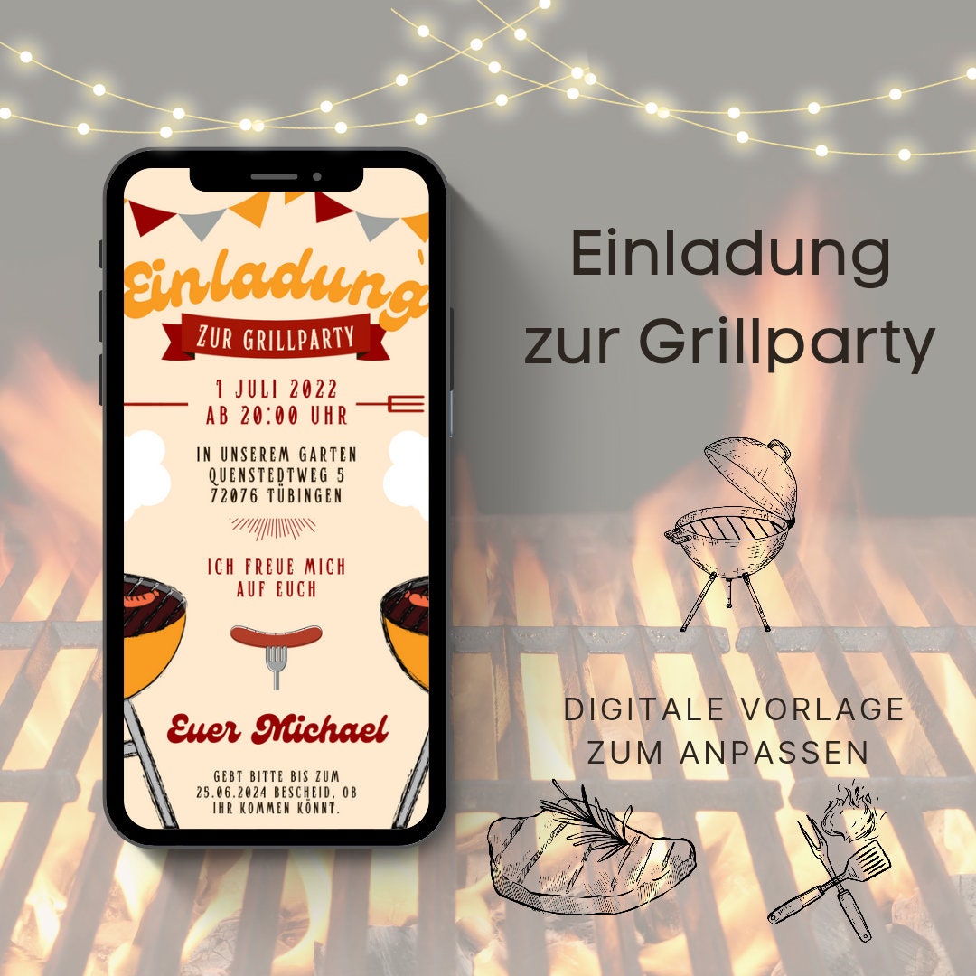 BBQ Party Digital Invitation BBQ Party Ecard Grilling Personalized ...