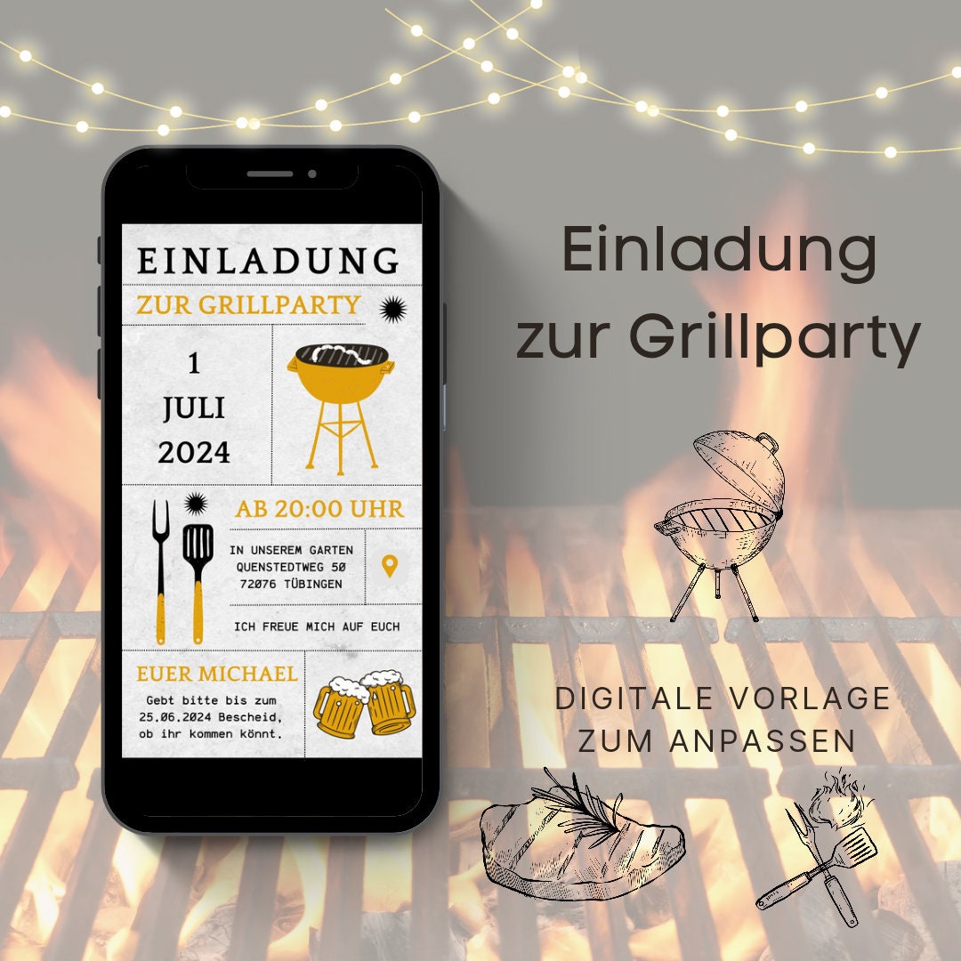 BBQ Party Digital Invitation BBQ Party Ecard Grilling Personalized ...