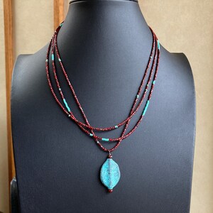 Aged Picasso Seed Bead Necklace, Layering Necklace, Deep Red Necklace ...