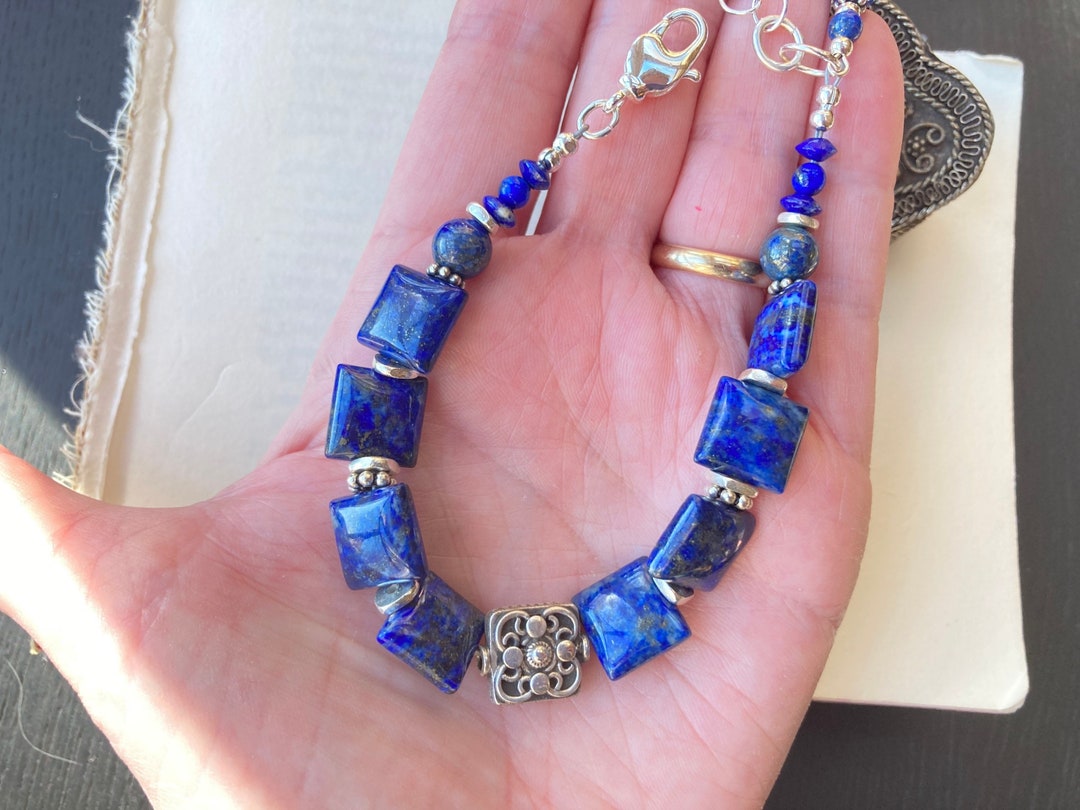 Pulsera de lapislázuli pulsera azul real índigo pulsera de - Etsy España