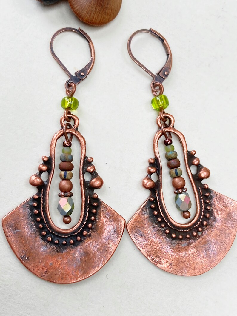 Bohemian Seed Bead Necklace Pendant Necklace Rustic Copper | Etsy