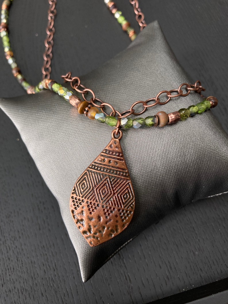 Bohemian Seed Bead Necklace Pendant Necklace Rustic Copper | Etsy