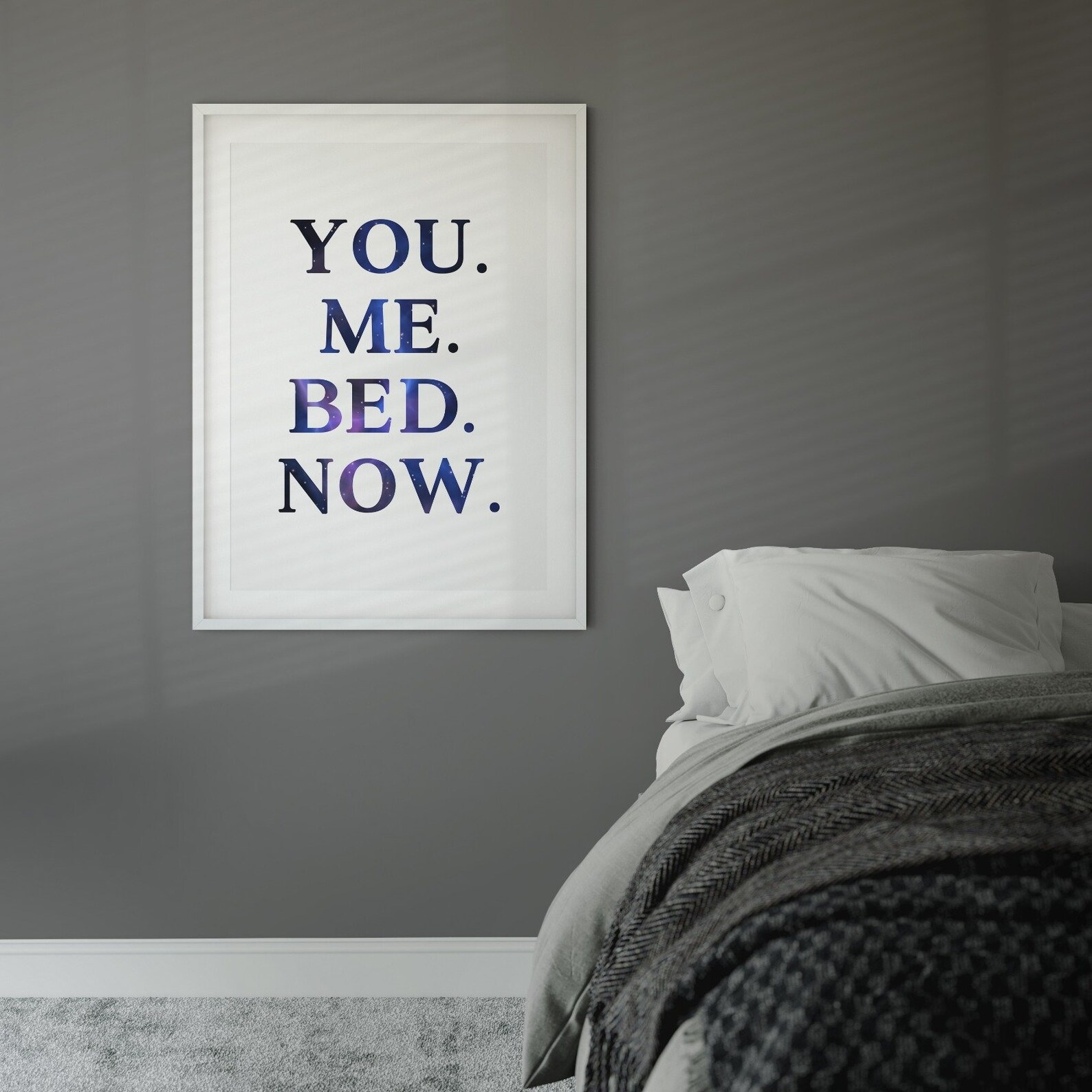 You. Me. Bed. Now. Typography Print Bedroom Print | Etsy