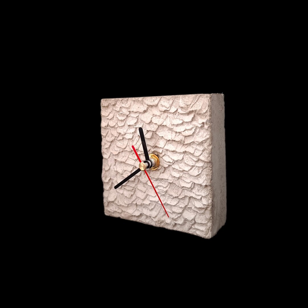 Concrete Table Clock “stone Texture” .square Industrial Decor Piece - Etsy