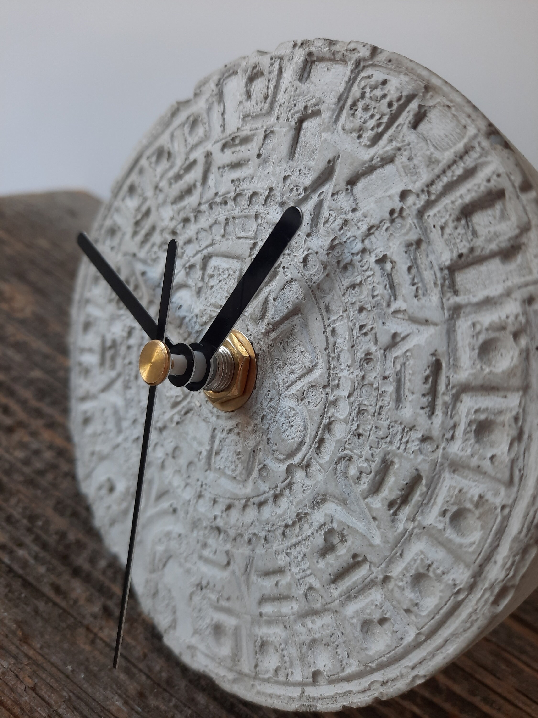 Gray Concrete Clock Aztec-inspired Design Modern - Etsy