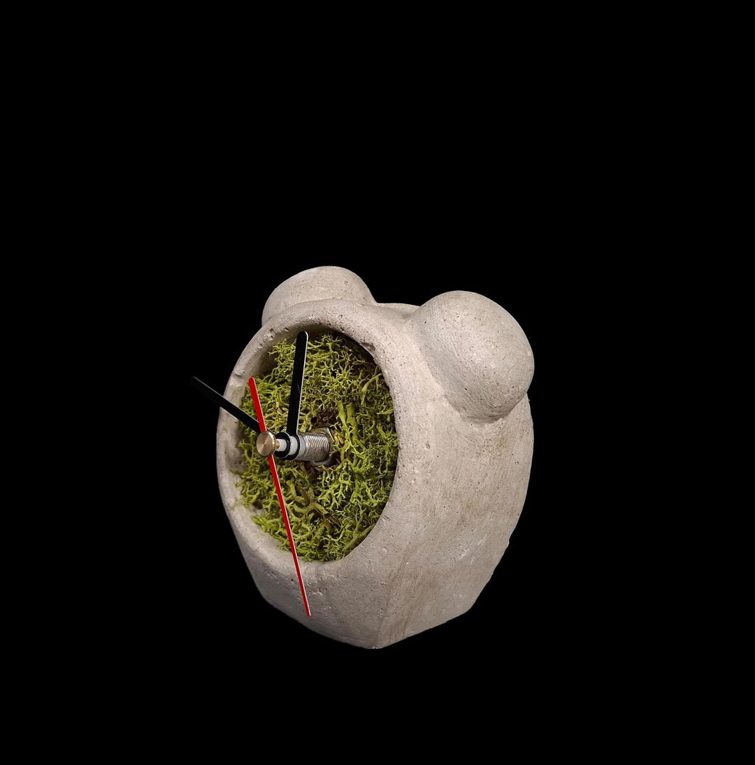 Concrete Alarm Clock With Moss Detail. Unique Home Decor Timepiece - Etsy