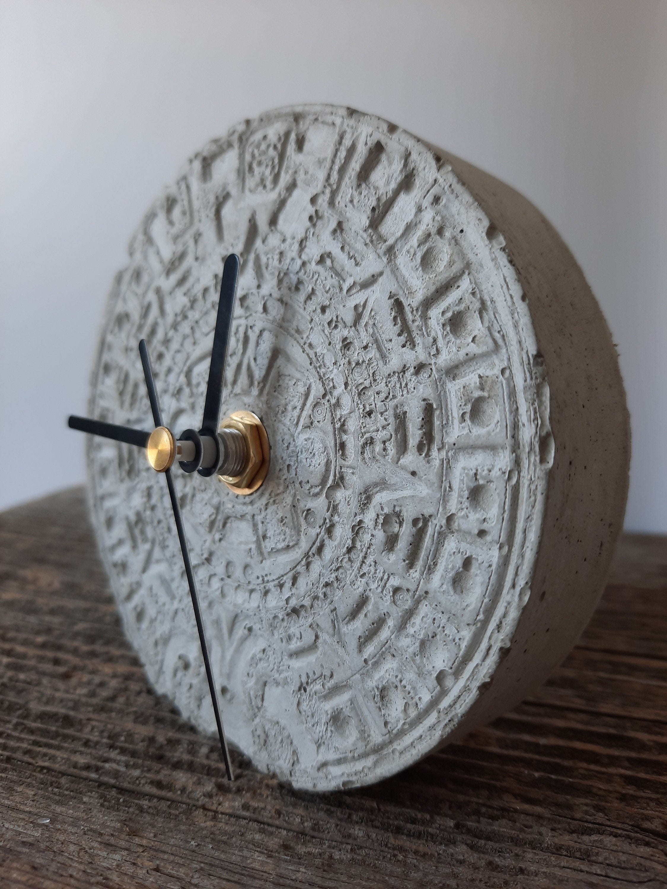 Gray Concrete Clock Aztec-inspired Design Modern - Etsy