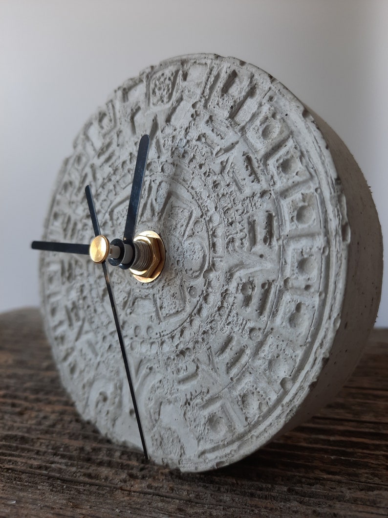 Gray Concrete Clock Aztec-inspired Design Modern - Etsy