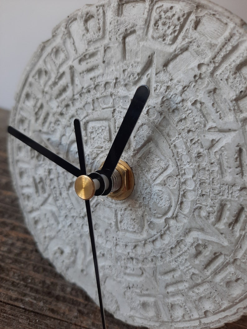 Gray Concrete Clock Aztec-inspired Design Modern - Etsy