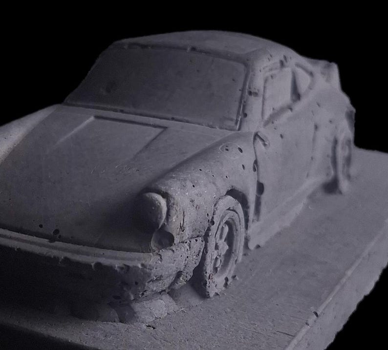 Concrete Car Sculpture, Unique Car Decor, Industrial Home Decor ...