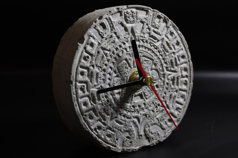 Gray Concrete Clock Aztec-inspired Design Modern - Etsy