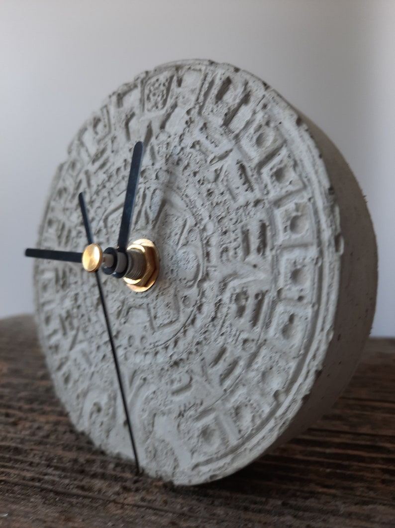Gray Concrete Clock Aztec-inspired Design Modern - Etsy