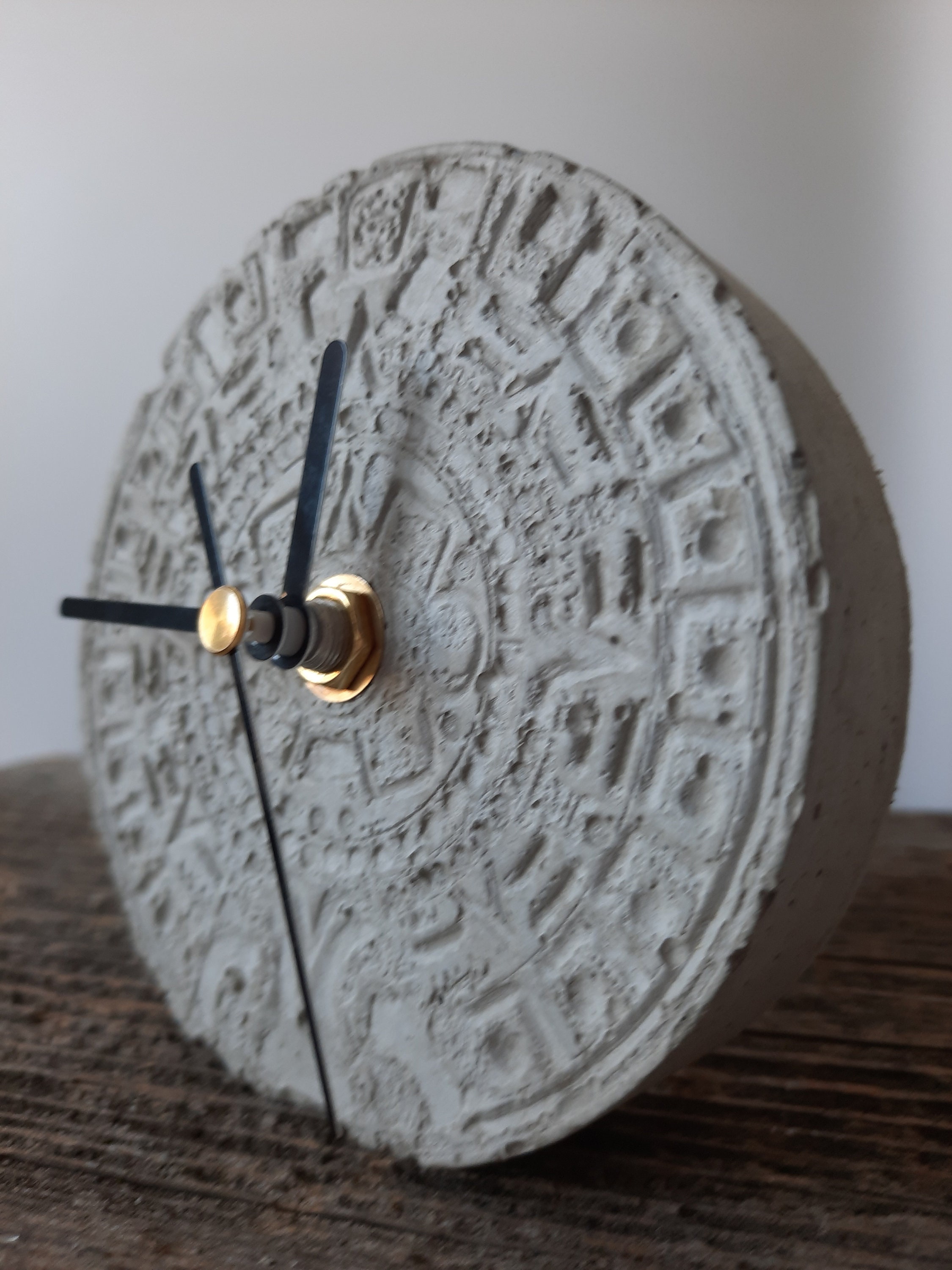 Gray Concrete Clock Aztec-inspired Design Modern - Etsy