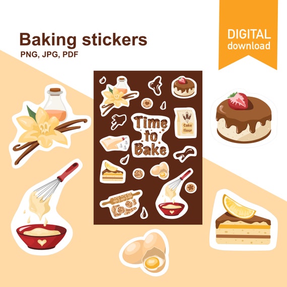 Baking Cooking Kitchen Printable Stickers Digital Stickers | Etsy