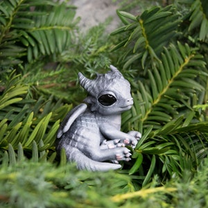Baby Dragon Figurine, Dragon Statue. Little Tiny Cute Gray Dragon - Etsy
