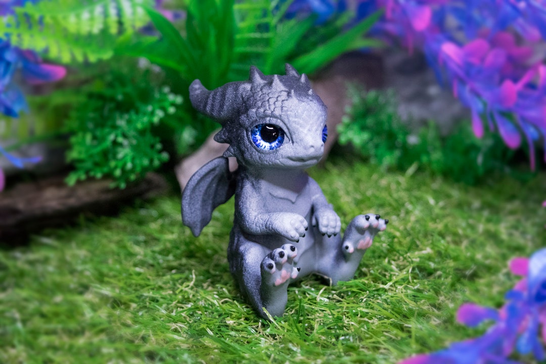 Baby Dragon Model / Black and Gray Dragon Figure. Little Tiny - Etsy