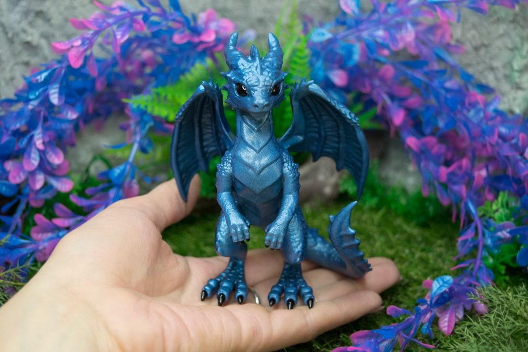 Dragon Figurine. Tamed Blue Dragon. Dragon Statue. - Etsy