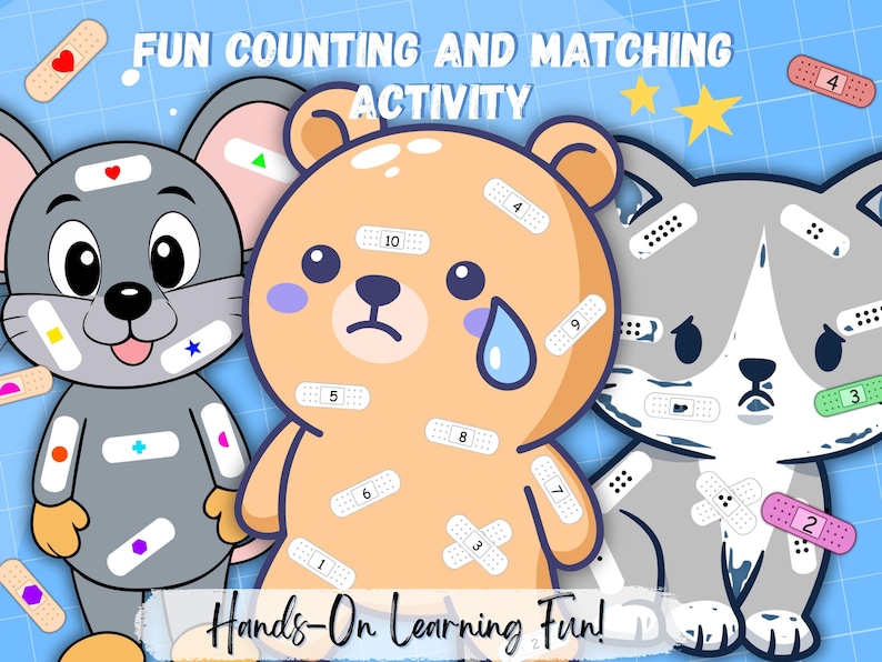 Number Counting and Shape Matching Bandage Craft for Kids Printable ...