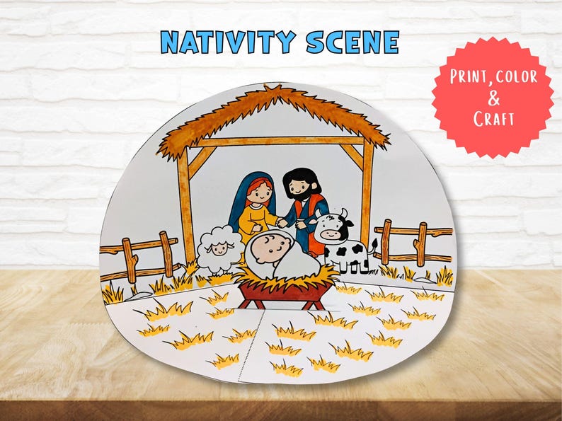 Nativity Scene Printable Craft for Kids | Advent Christmas Coloring ...