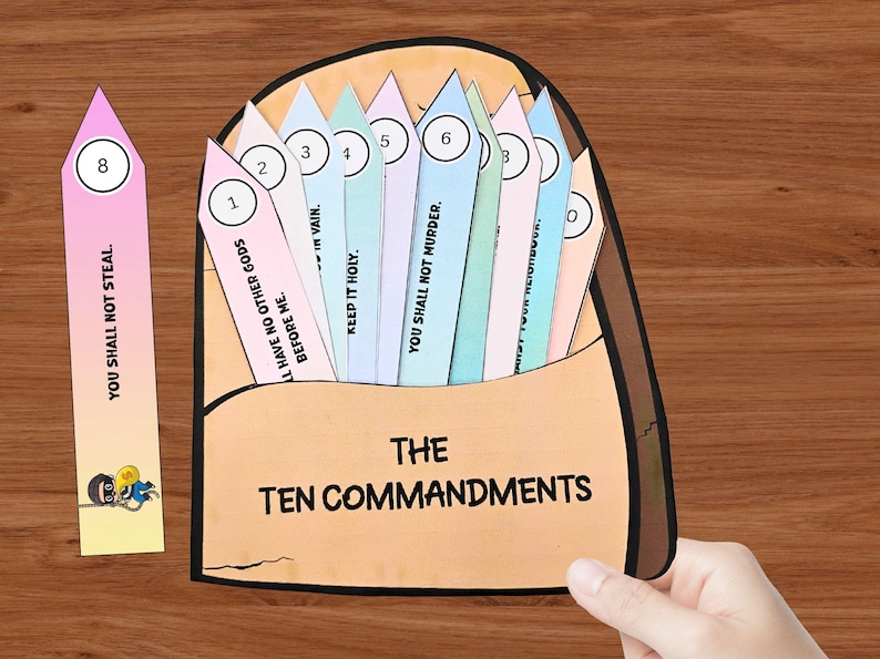 Ten Commandments Pocket Craft, Kids Bible Activity (digital Download ...