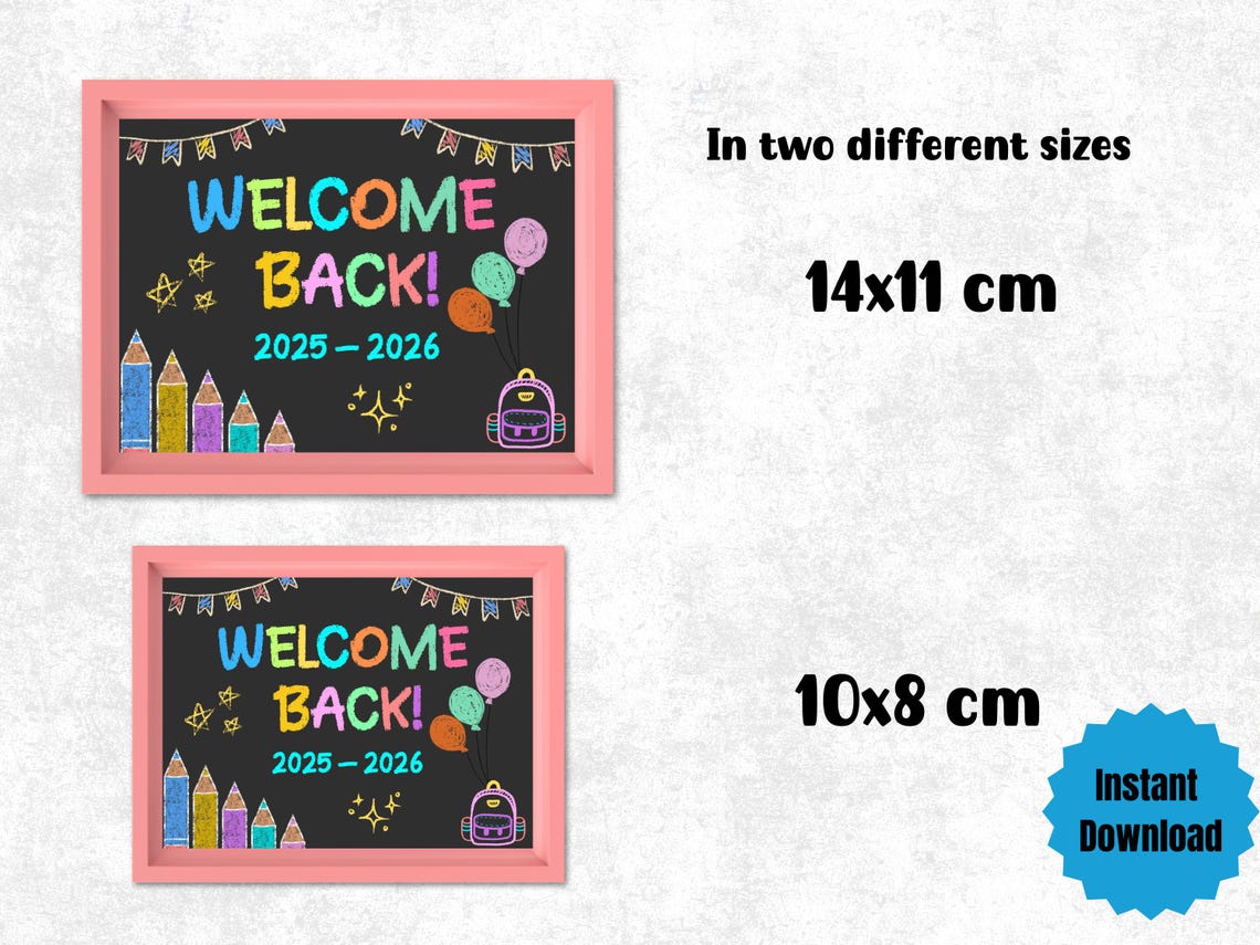 Printable Welcome Back Sign 2025-2026, Back to School Banner, Classroom ...