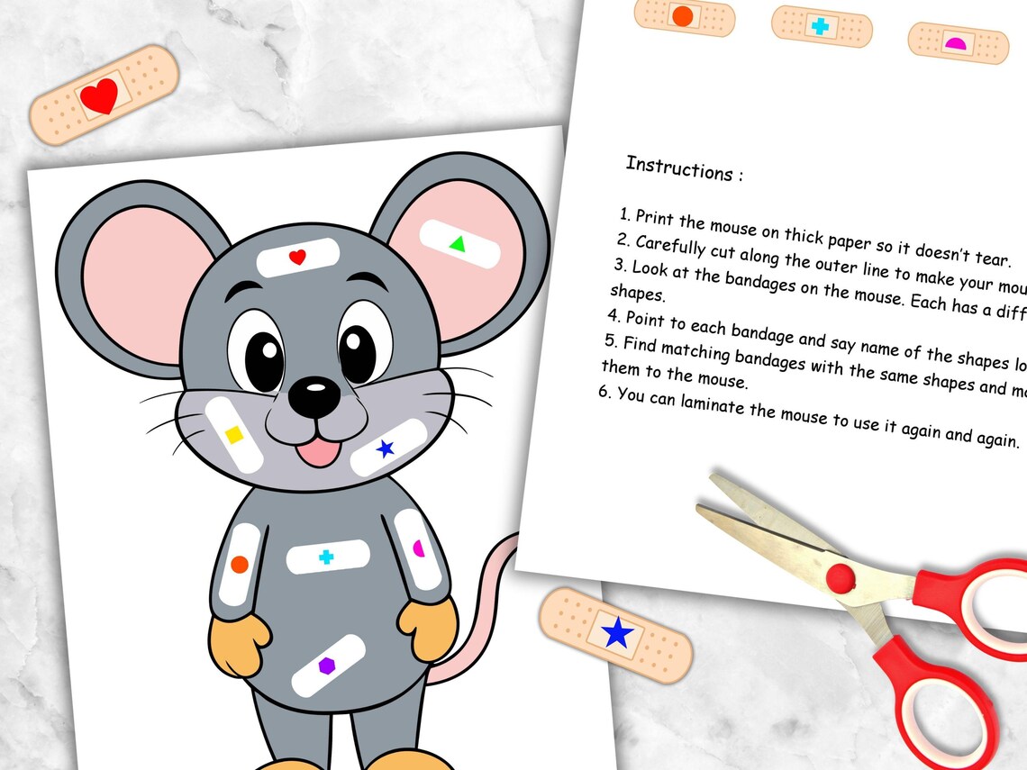 Number Counting and Shape Matching Bandage Craft for Kids Printable ...