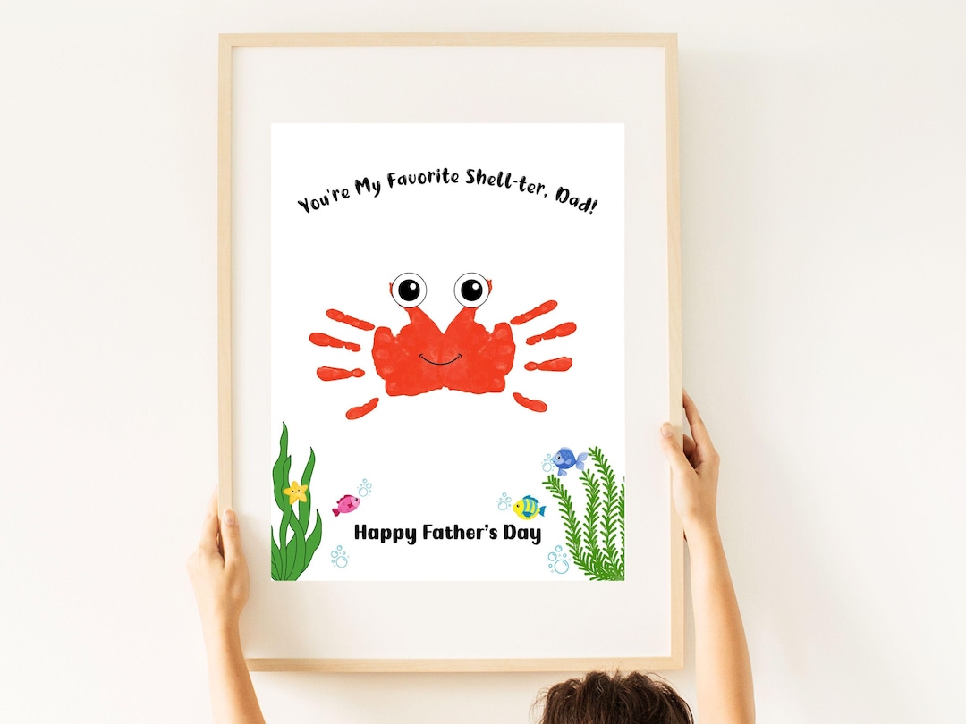 Father’s Day Handprint Craft for Kids, Printable Crab Activity, DIY ...