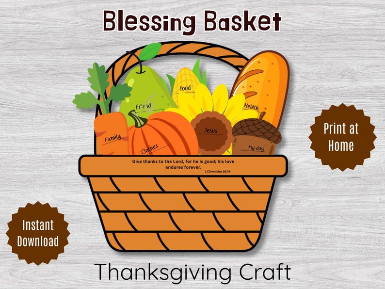 Thanksgiving Blessings Basket Craft for Kids,printable Thanksgiving ...