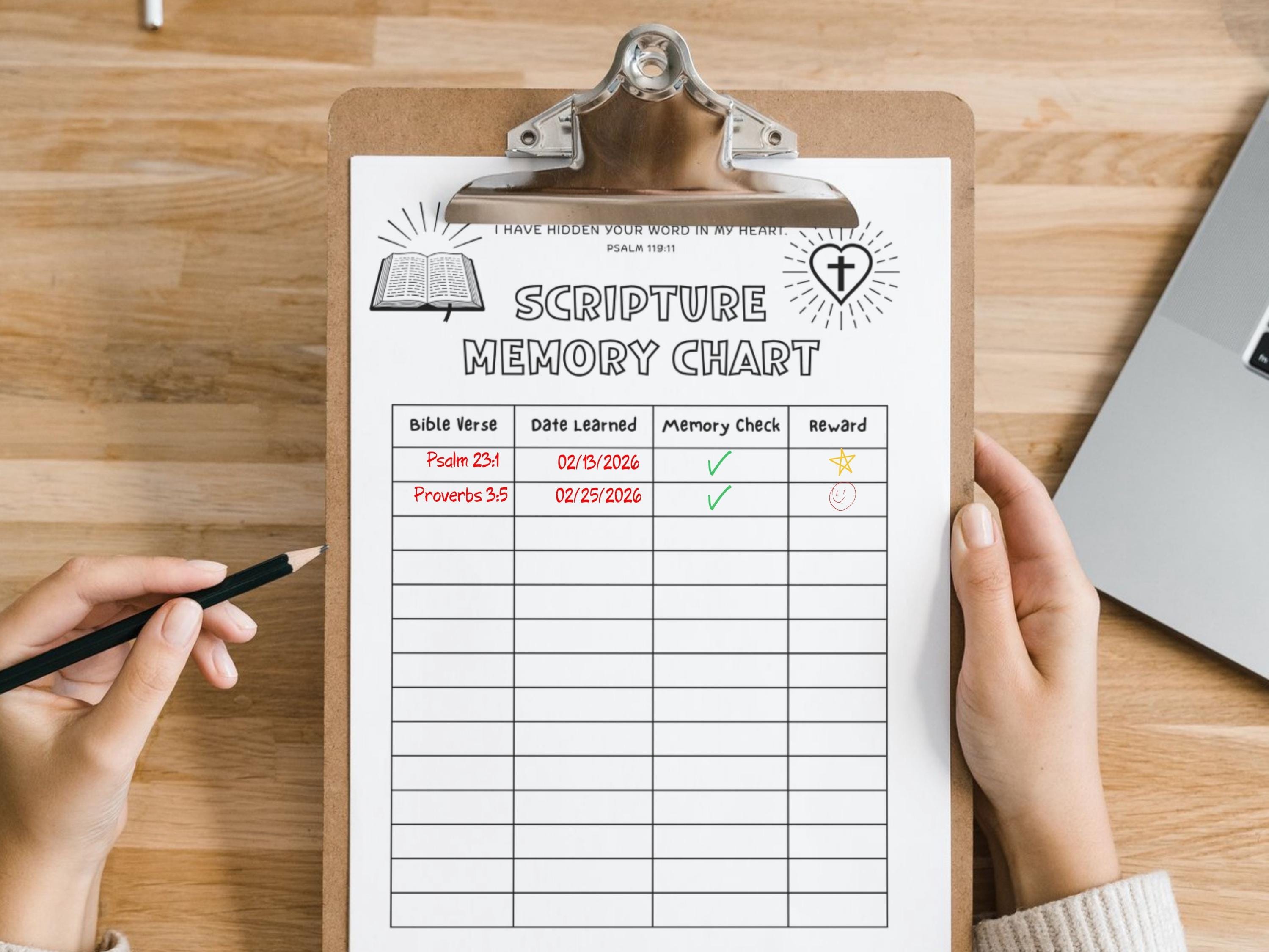 Printable Scripture Memory Chart for Kids | Christian Homeschool Verse ...