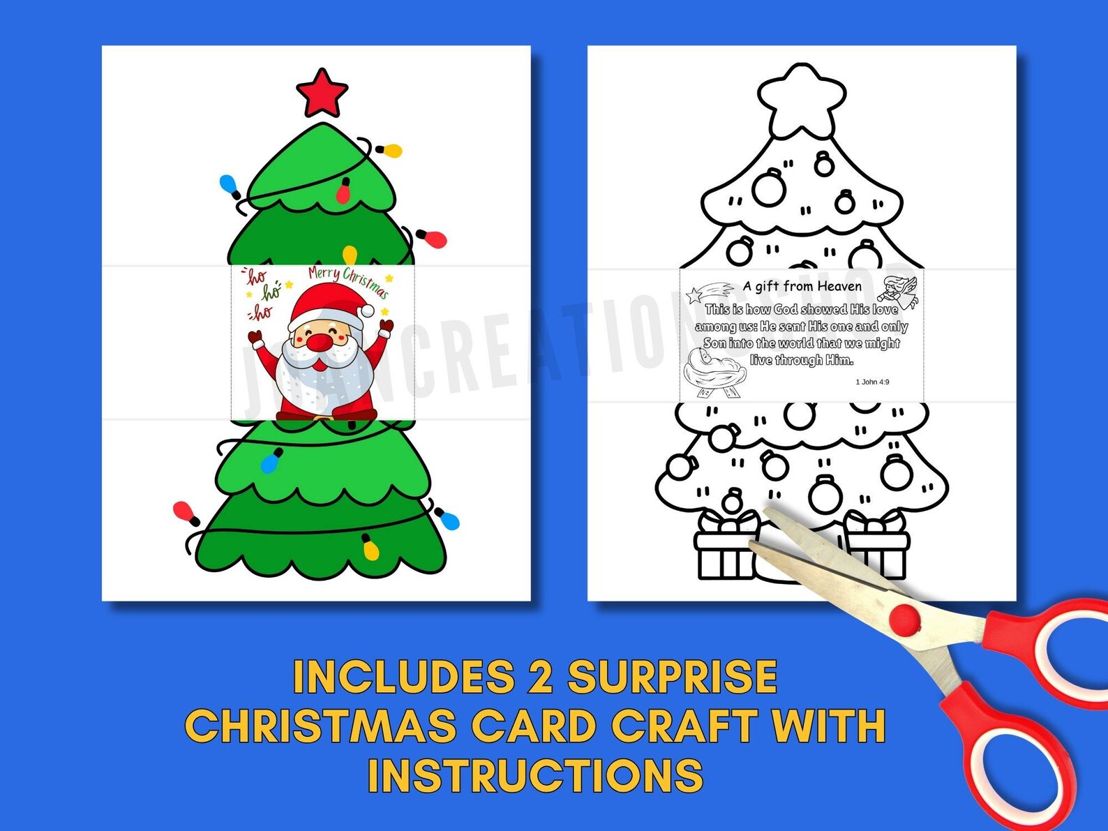 Christmas Tree Folding Surprise Craft | DIY Bible Card and Sunday ...