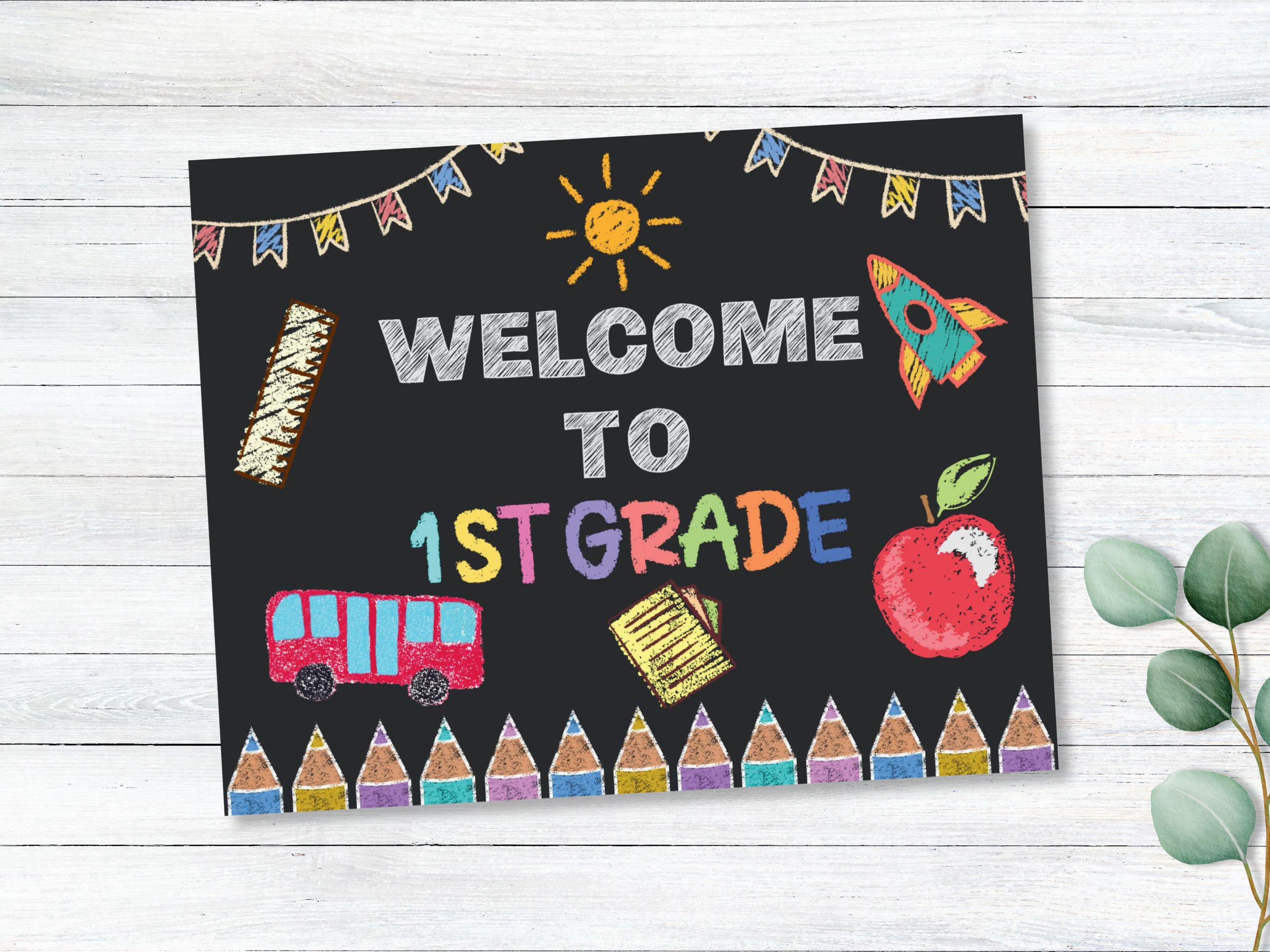 Printable Welcome to 1st Grade Sign, Back to School Banner, Classroom ...