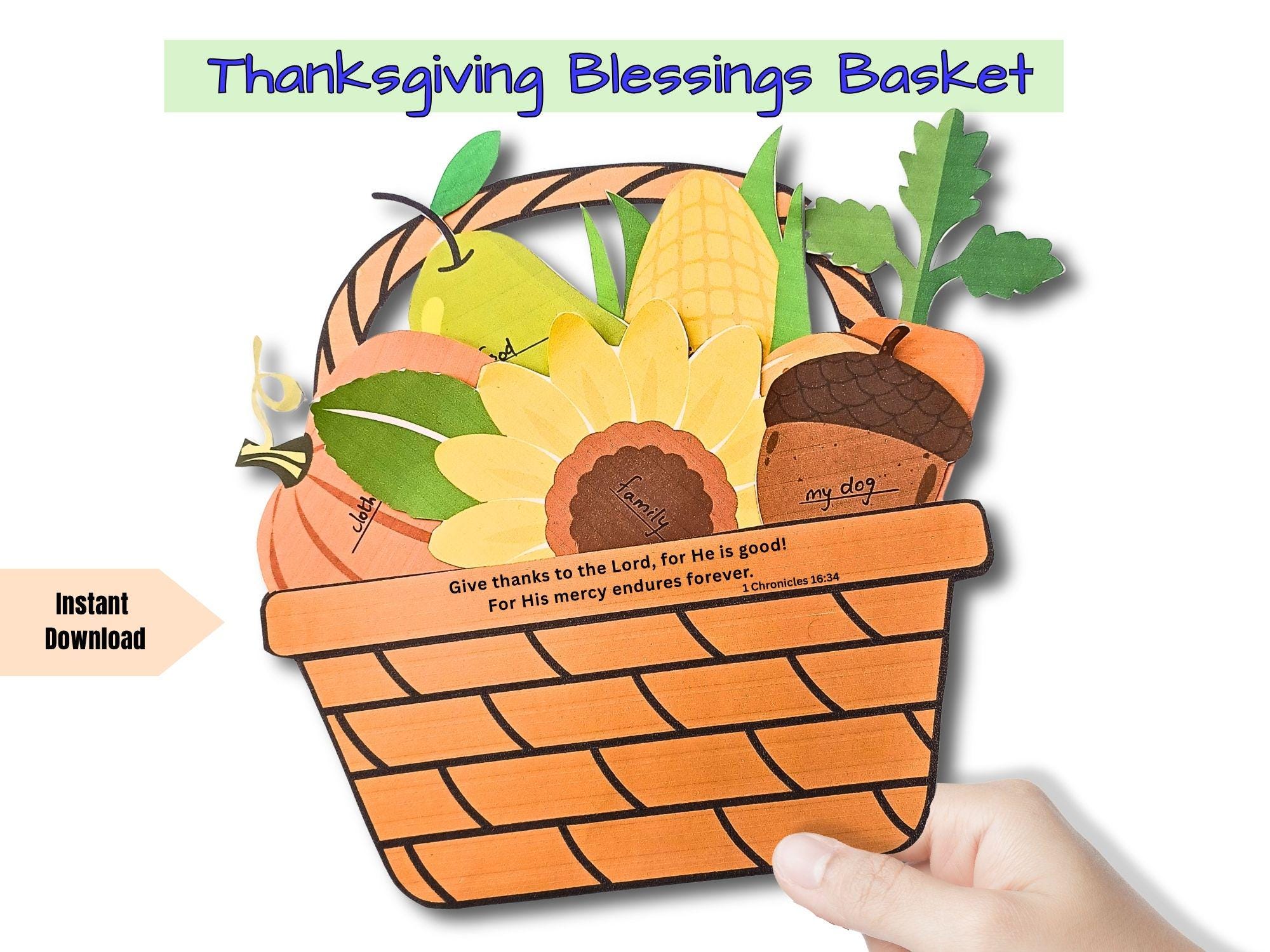 Thanksgiving Blessings Basket Craft for Kids,printable Thanksgiving ...