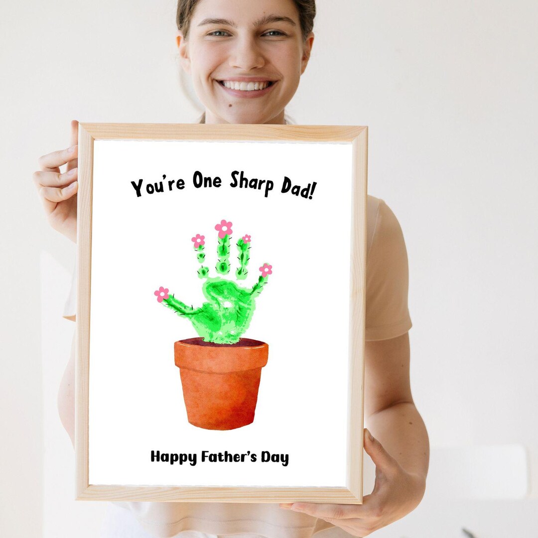 Father’s Day Craft, DIY Handprint Craft, Father’s Day Handprint, Cactus ...