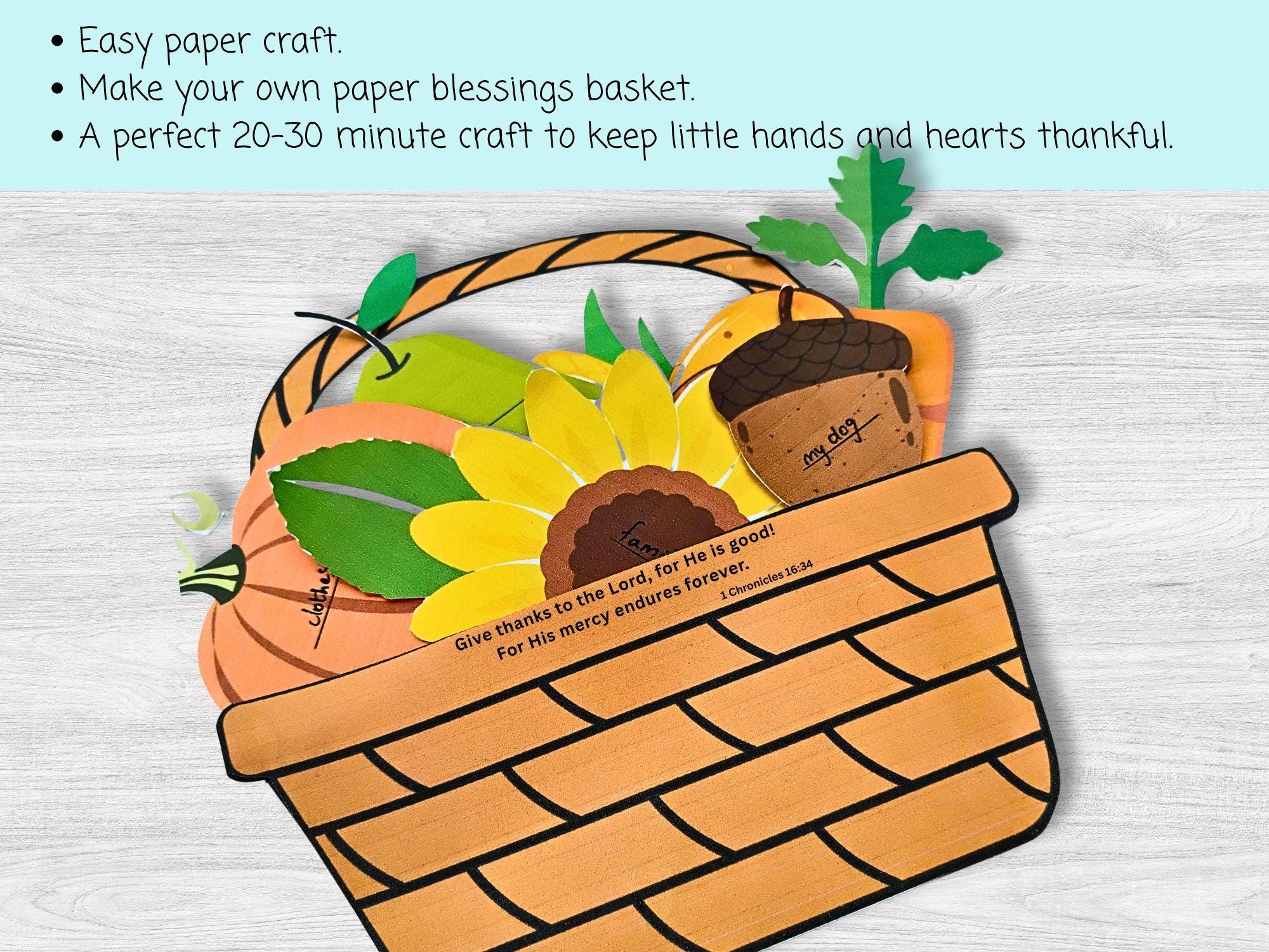 Thanksgiving Blessings Basket Craft for Kids,printable Thanksgiving ...