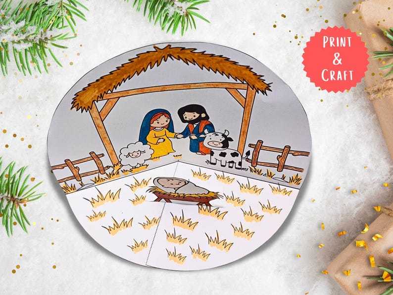 Nativity Scene Printable Craft for Kids | Advent Christmas Coloring ...