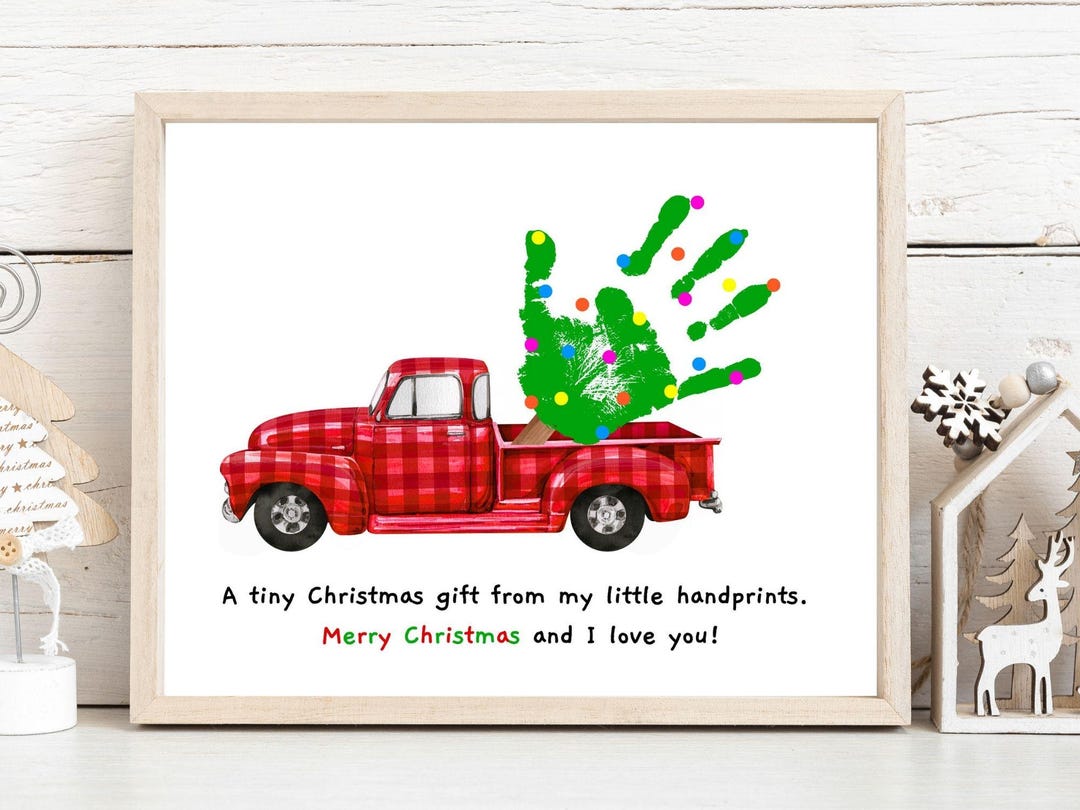 Christmas Handprint Craft Printable, Red Truck Kids Keepsake, Holiday ...
