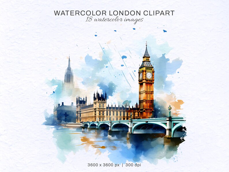 18 London Clipart, British Print Art, England Watercolor Clip Art, AI ...