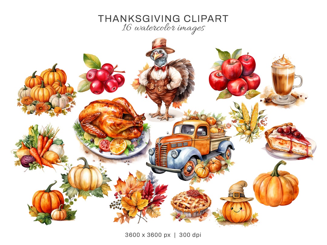16 Thanksgiving Clipart With Transparent Background, AI Generated ...