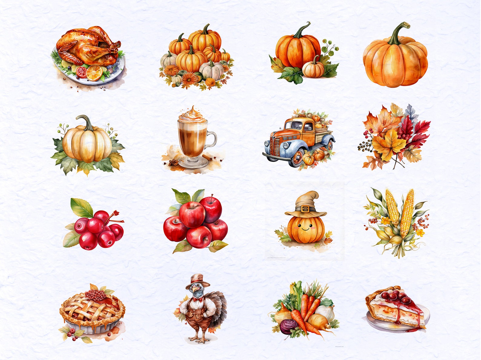 16 Thanksgiving Clipart With Transparent Background, AI Generated ...