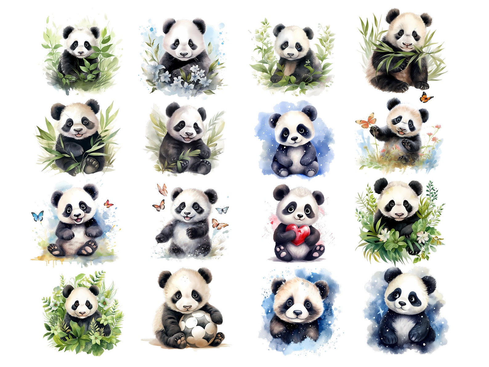 Panda Poster PNG Watercolor Clipart Nursery Wall Art Baby - Etsy