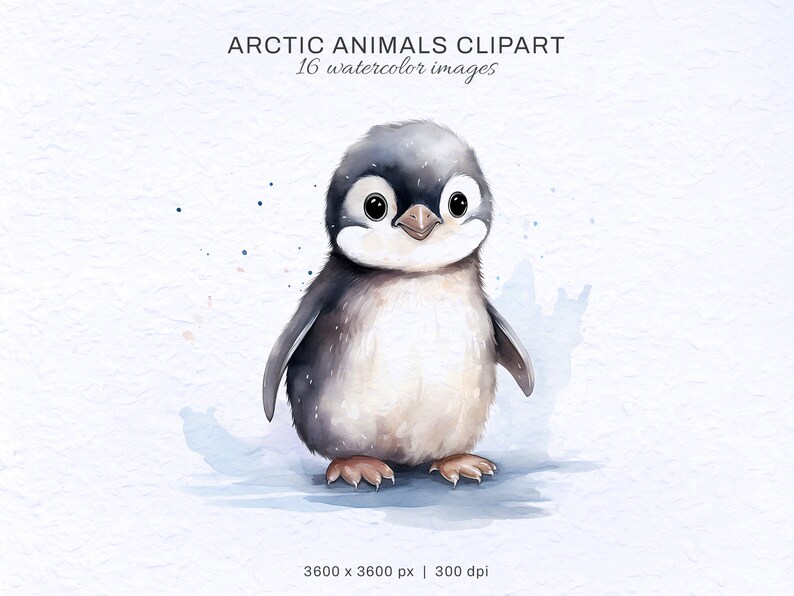 Polar Arctic Animals, Watercolor Clipart, Nursery Wall Art, Arctic ...