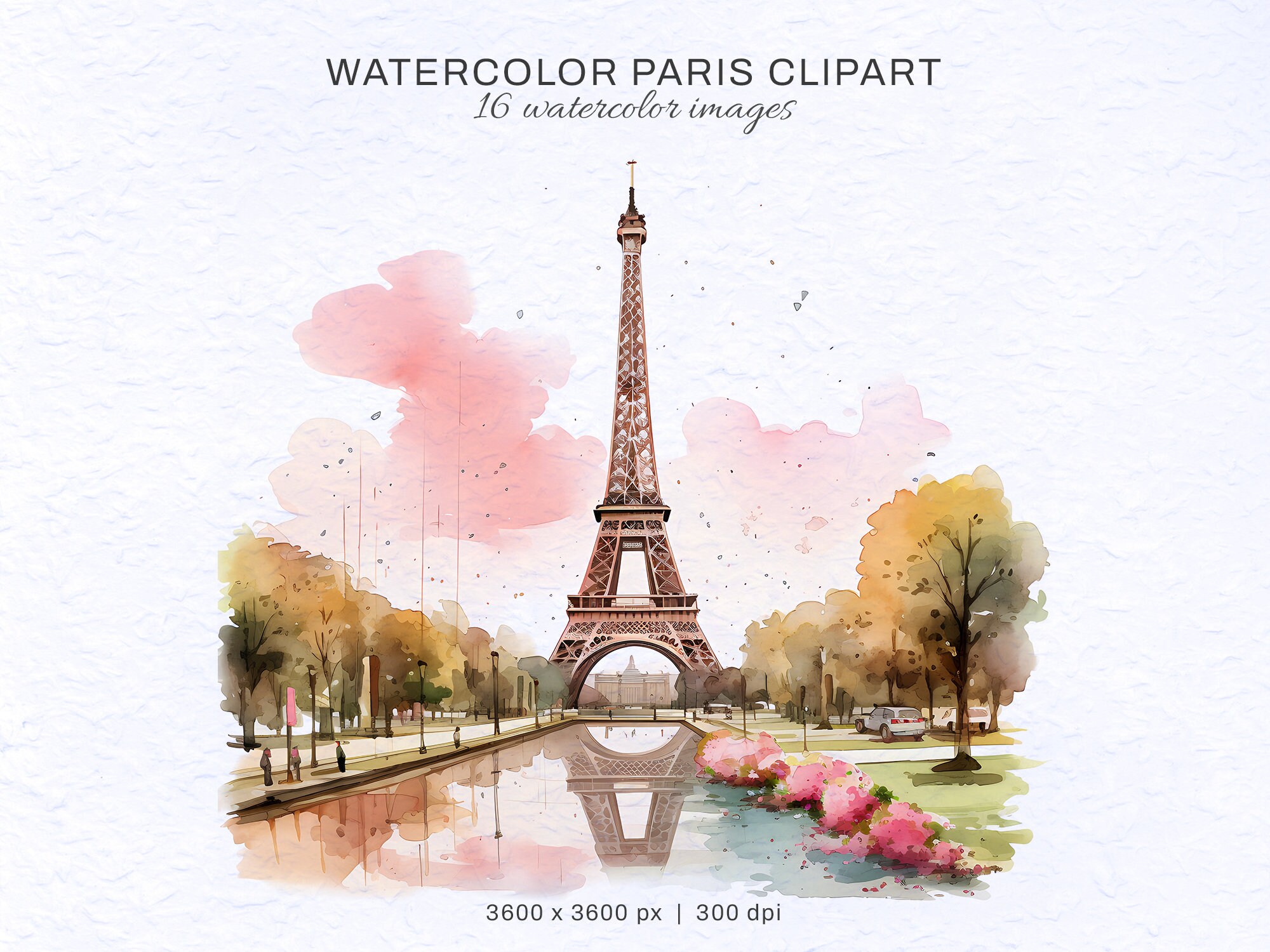 16 Paris Watercolor Clipart, Paris Poster PNG, AI Generated Art, French ...