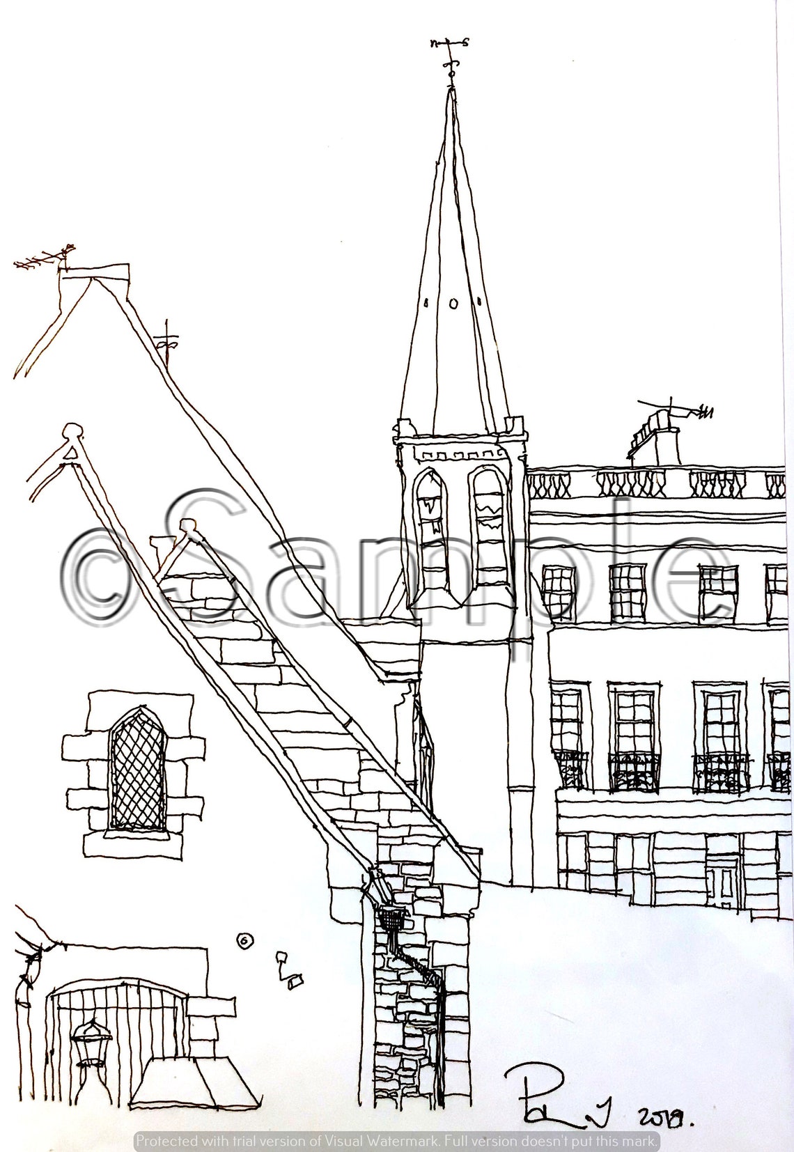 St Stephens Church Pen Drawing - Etsy
