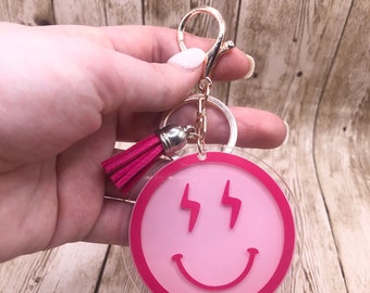 Smiley Face Key Chain - Etsy
