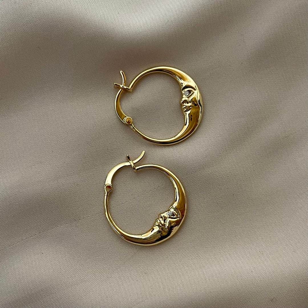Crescent Hoops, Moon Earrings, Small Hoop Earrings, Celestial Earrings ...