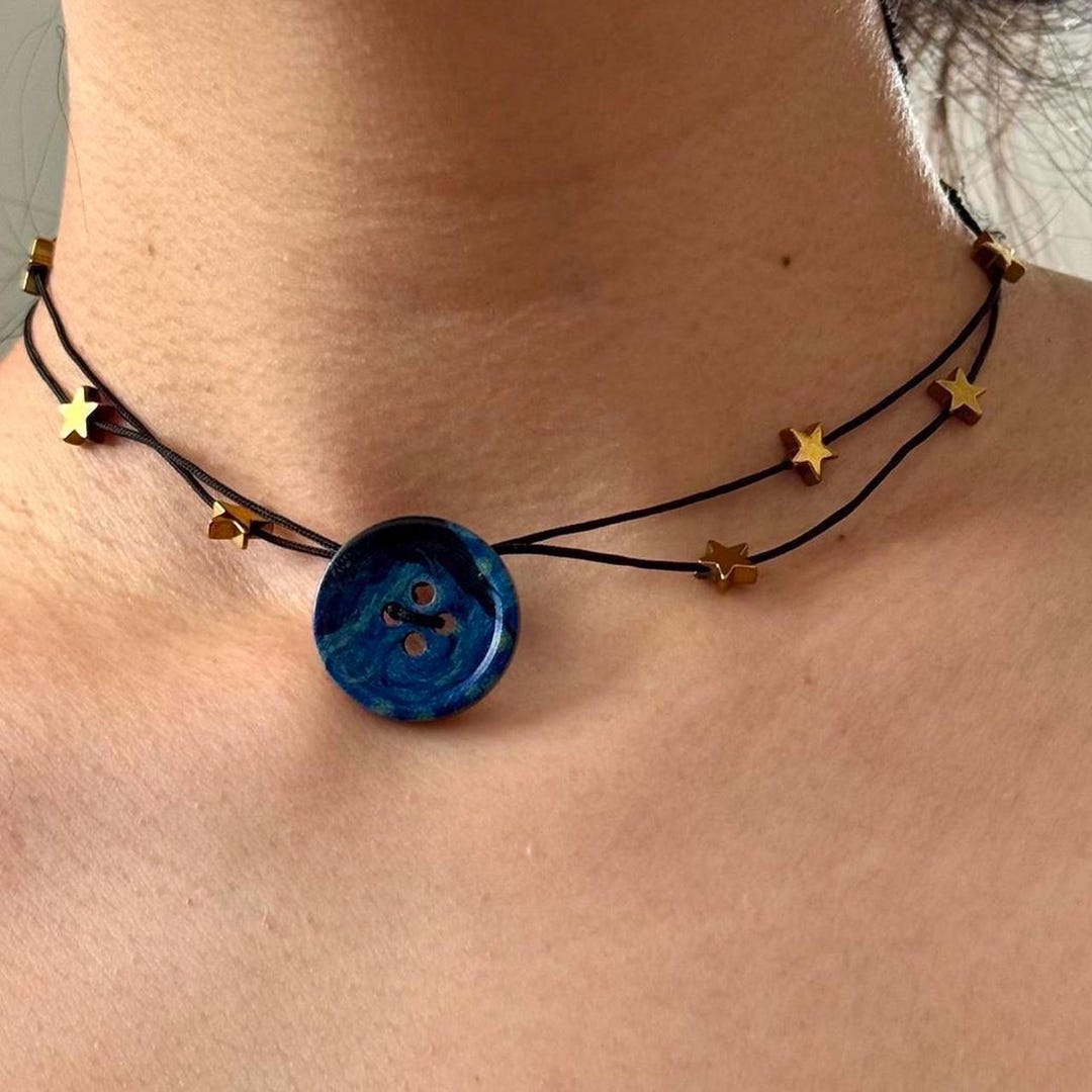 Starry Night Inspired Button Choker Necklace, Art Necklace - Etsy