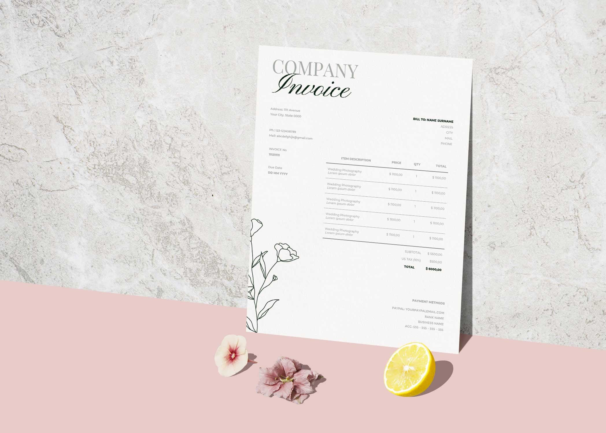 Paper & Party Supplies Design & Templates wedding invoice TEMPLATE ...